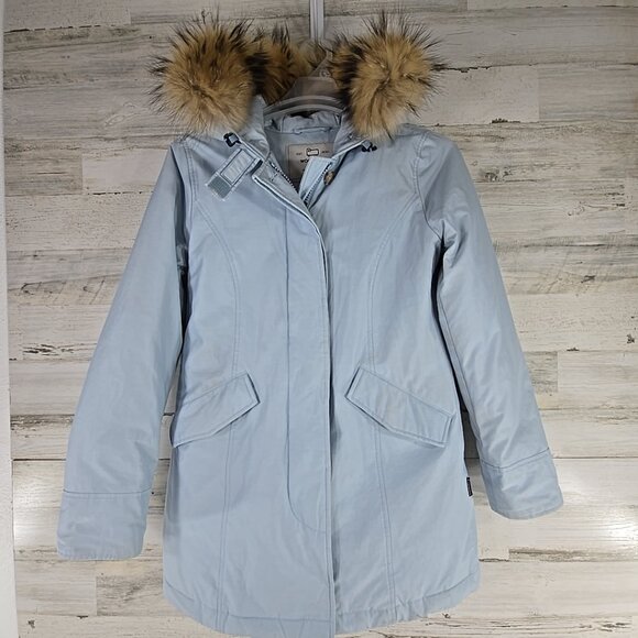 Woolrich | Jackets & Coats | Woolrich Womens Size Medium Light Blue Fur ...